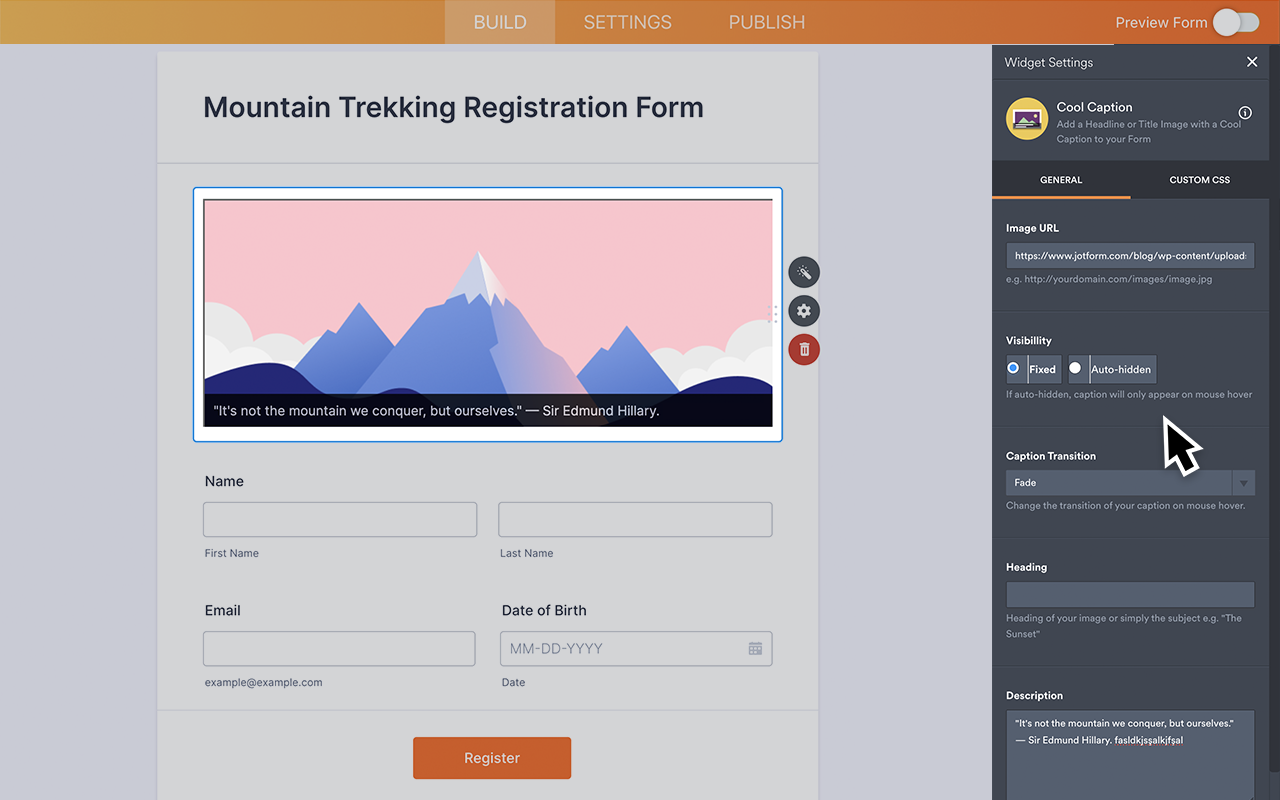 Cool Caption Form Widgets Jotform