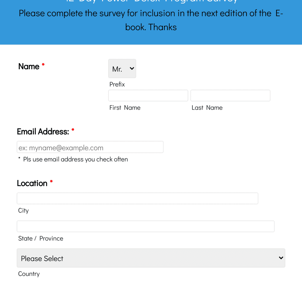 12 Day Power Detox Program Survey Form Template | Jotform