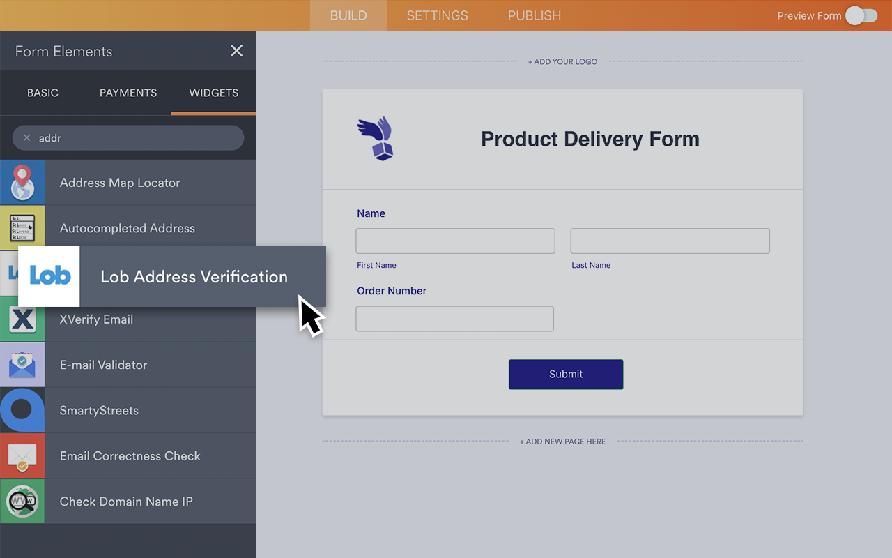 Lob Address Verification - Form Widgets | Jotform