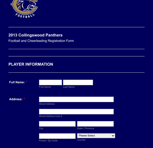 Football and Cheerleading Registration Form Template | Jotform