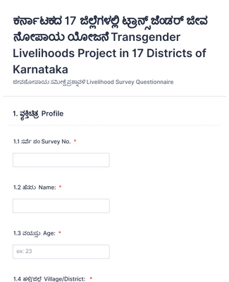 2020 Livelihood Survey for Transgenders Form Template | Jotform