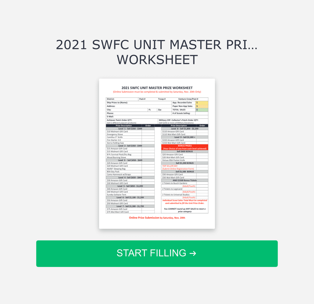 2021 SWFC UNIT MASTER PRIZE WORKSHEET Form Template | Jotform