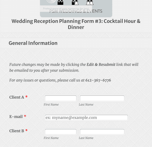 Wedding Event Planning Form Template | Jotform