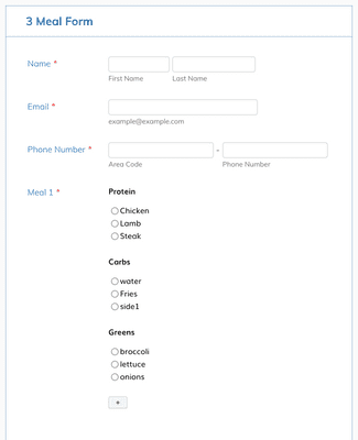 3 Meal Form Template | Jotform