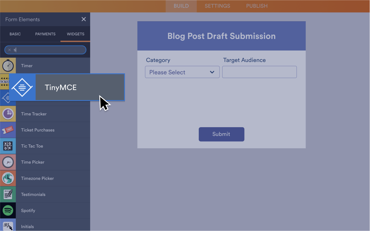TinyMCE - Widgets para formularios | Jotform