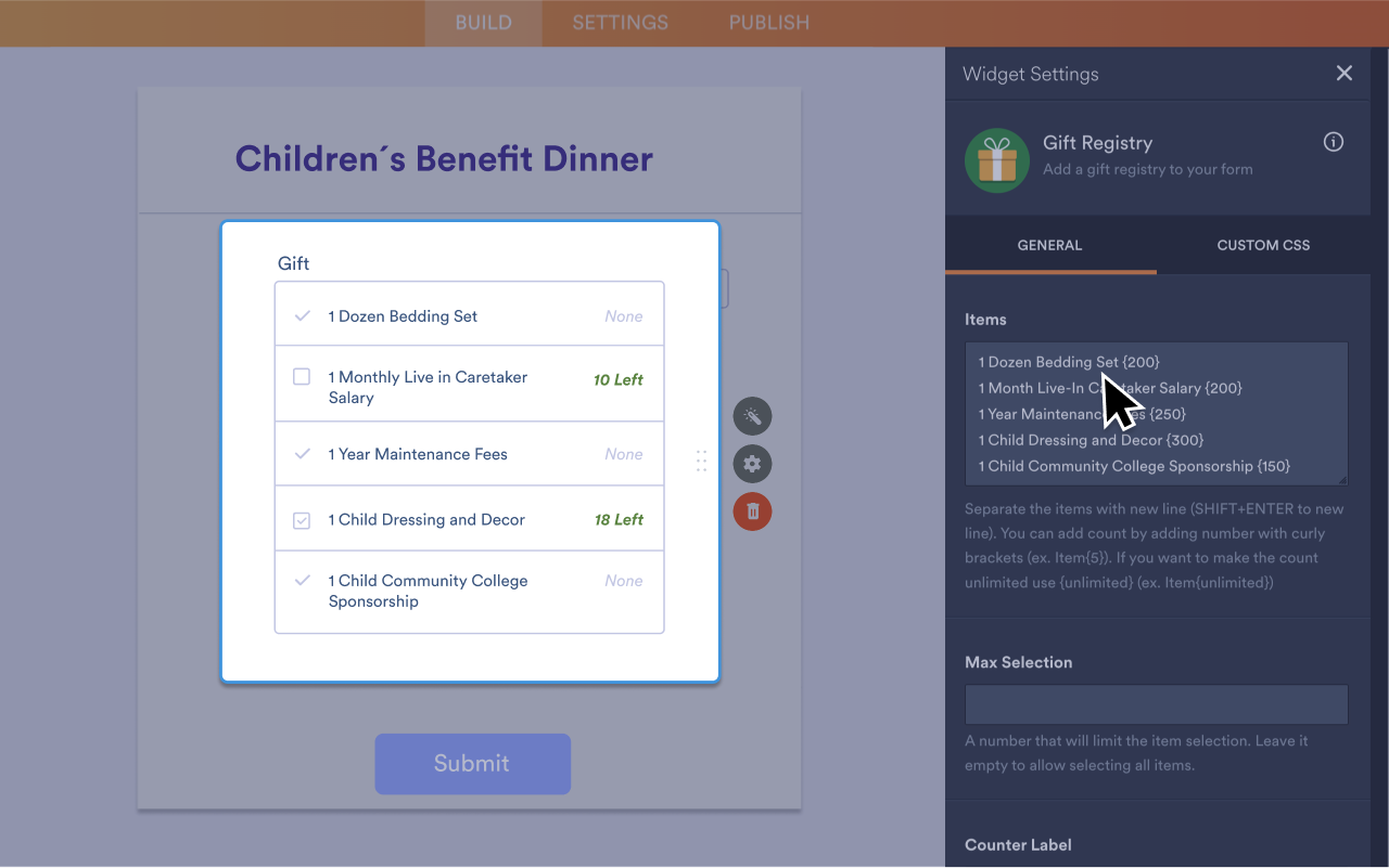 Gift Registry - Form Widgets | Jotform