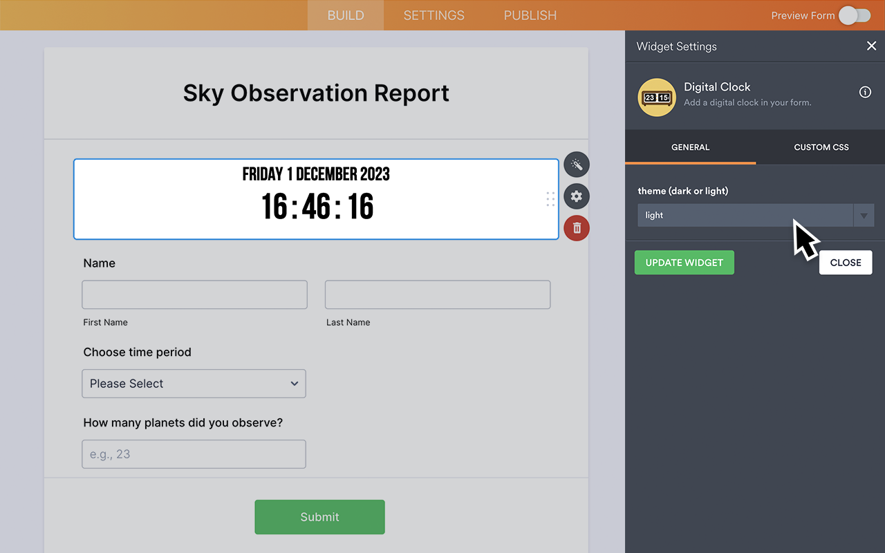 Digital Clock - Form Widgets | Jotform