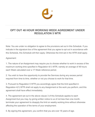 48 Hour Opt-Out Agreement Form Template | Jotform