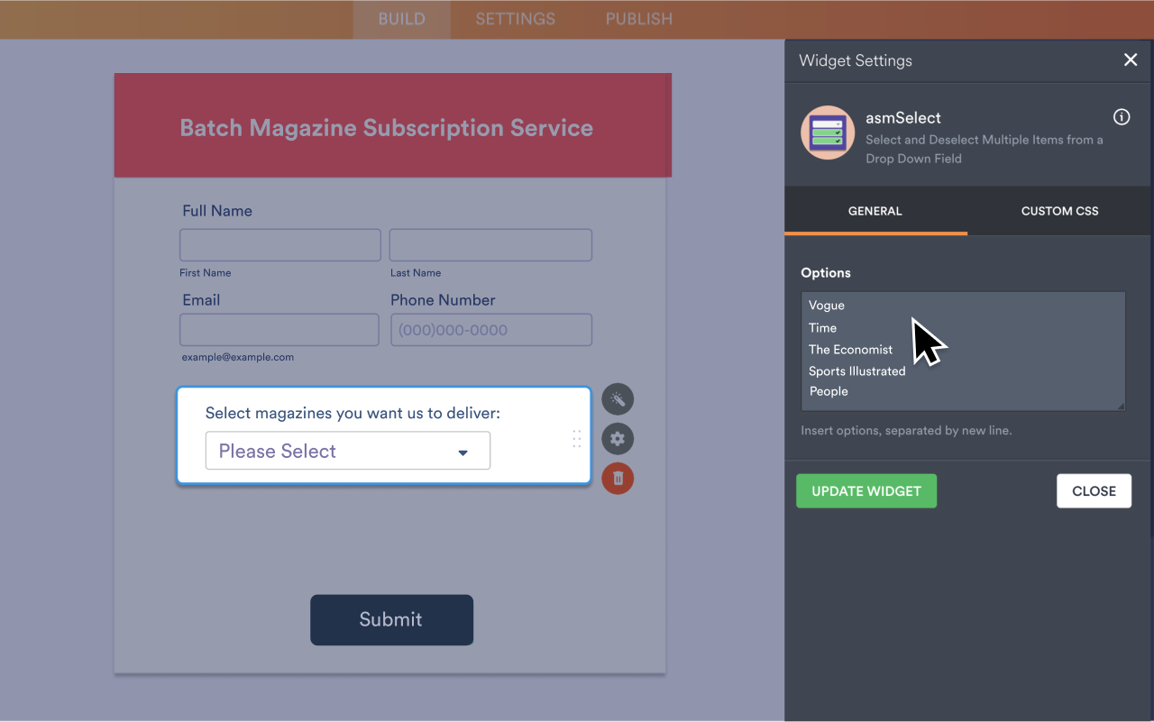 asmSelect - Form Widgets | Jotform