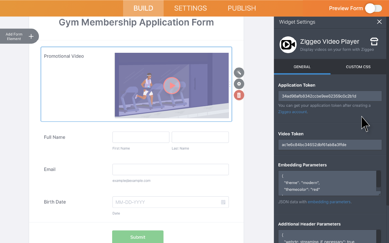 Ziggeo Video Player Form Widgets Jotform