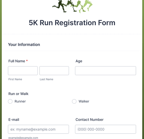 5K Run Registration Template Form Template | Jotform