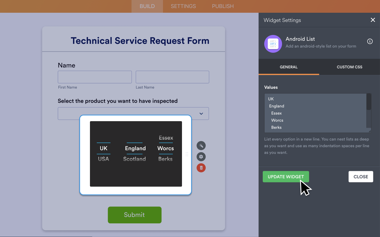 Android Liste - Form Widget'ları | Jotform