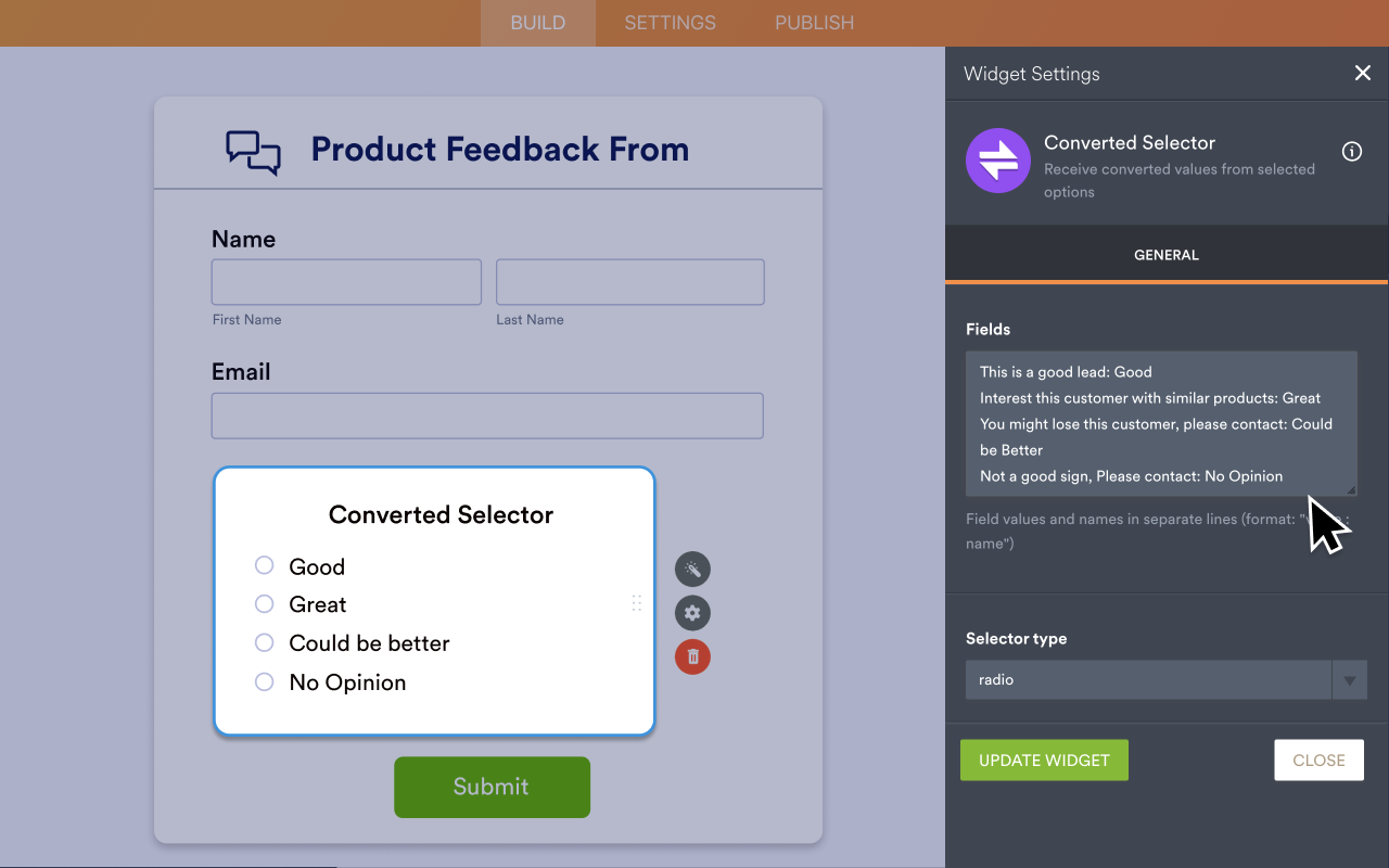 Converted Selector - Form Widgets | Jotform