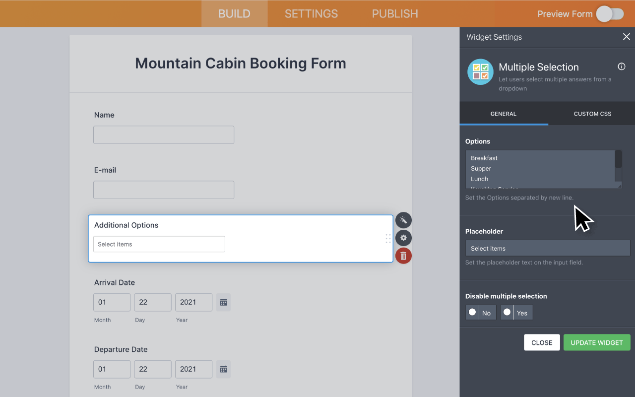 Multiple Selection - Form Widgets | Jotform