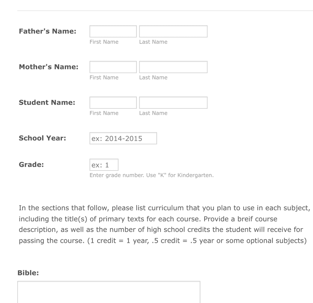 Academic Plan for home-school - Grade 9-12 Form Template | Jotform