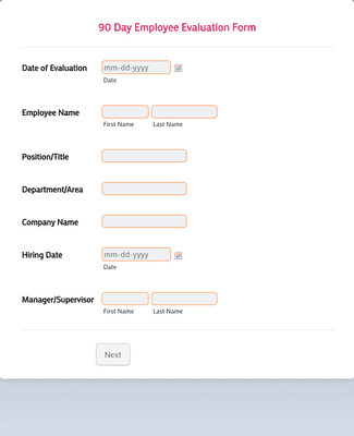 90 Day Employee Evaluation Form Template | Jotform