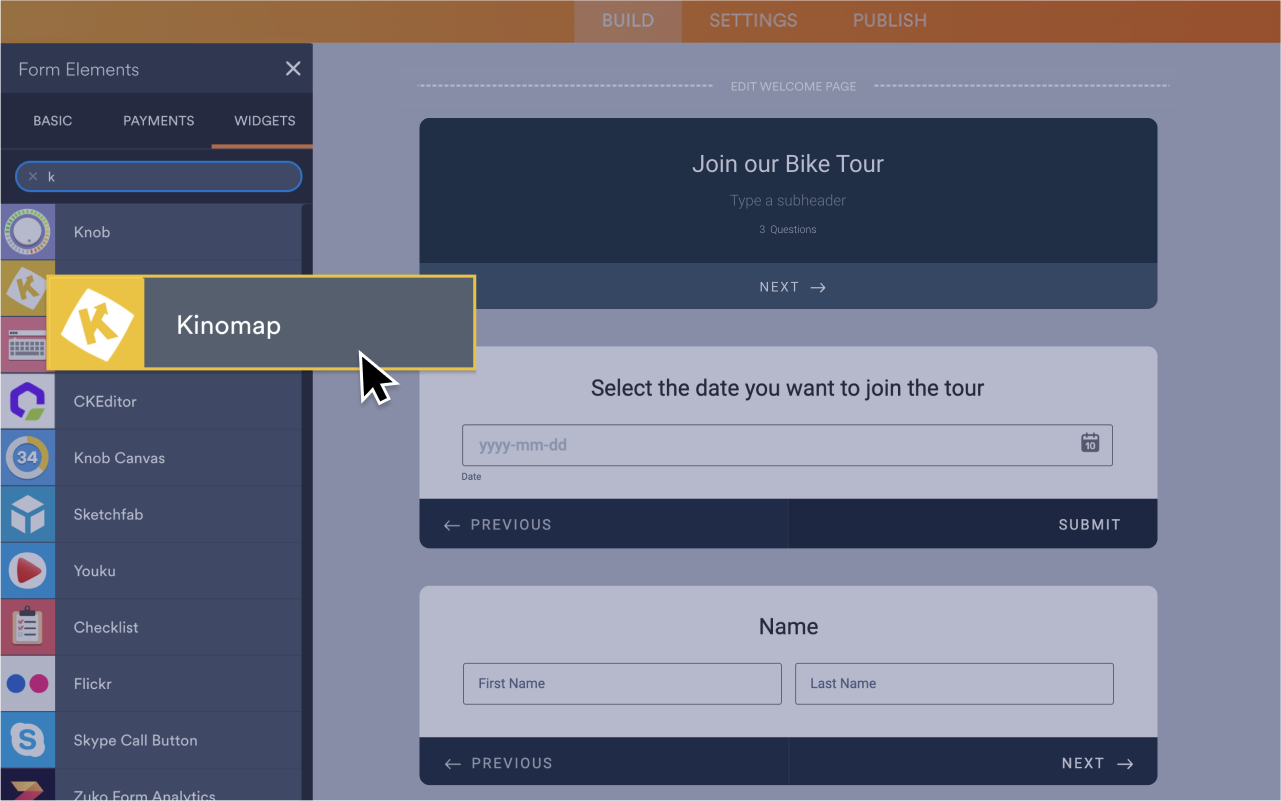 Kinomap - Form Widgets | Jotform