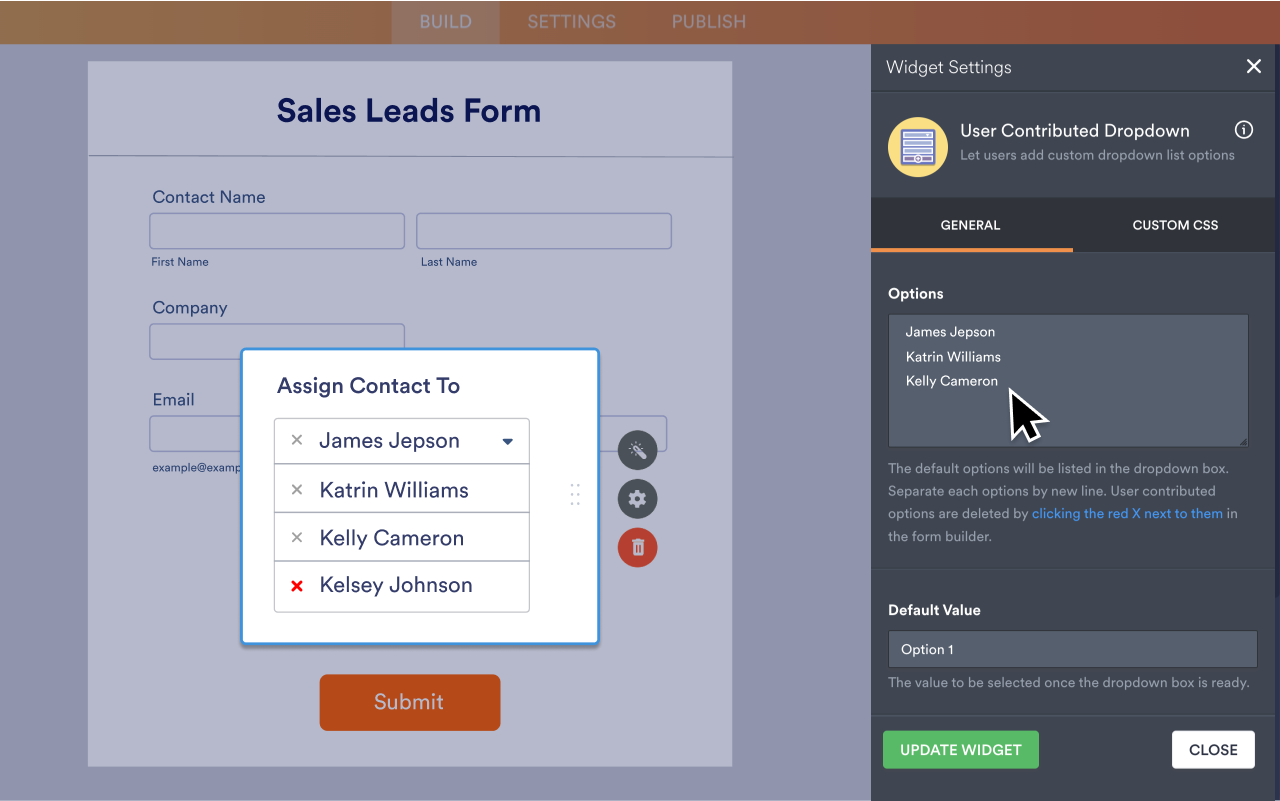 User Contributed Dropdown - Form Widgets | Jotform