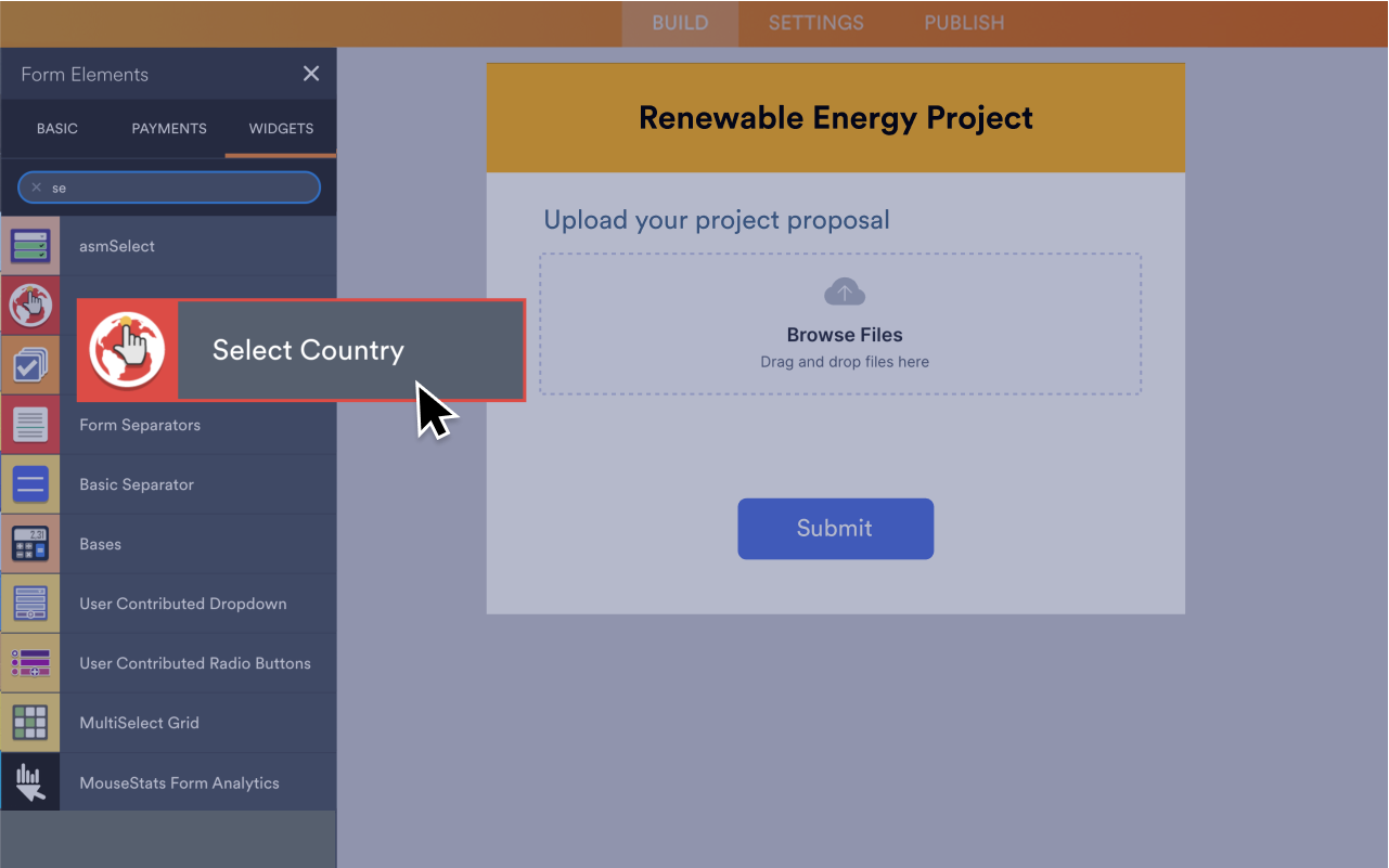 Select Country - Form Widgets | Jotform