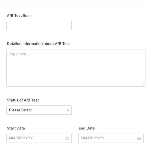 AB Test Log Form Template | Jotform