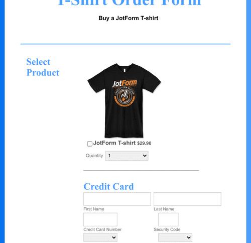 A-Net T-Shirt Order Form Template | Jotform