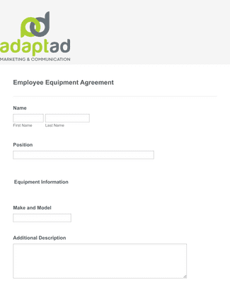 AA Employee Equipment Agreement Form Template | Jotform