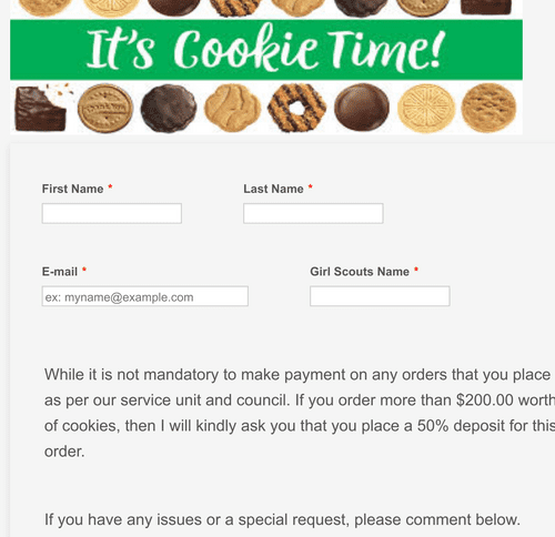 2022 ABC Baker Girl Scout Cookie Order Form Template | Jotform