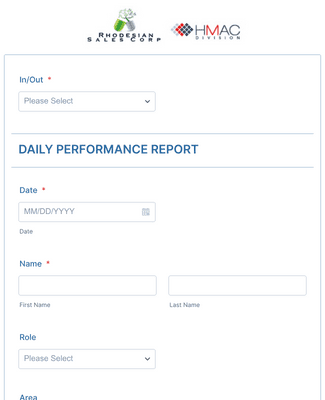 ABDS/RSM - DAILY PERFORMANCE REPORT Form Template | Jotform