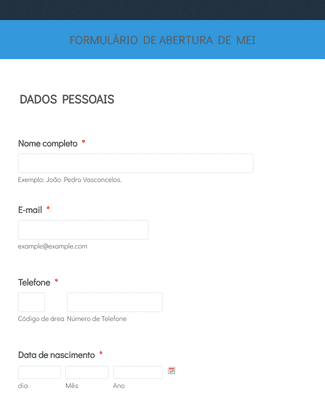 ABERTURA DE MEI Modelo de Formulário | Jotform