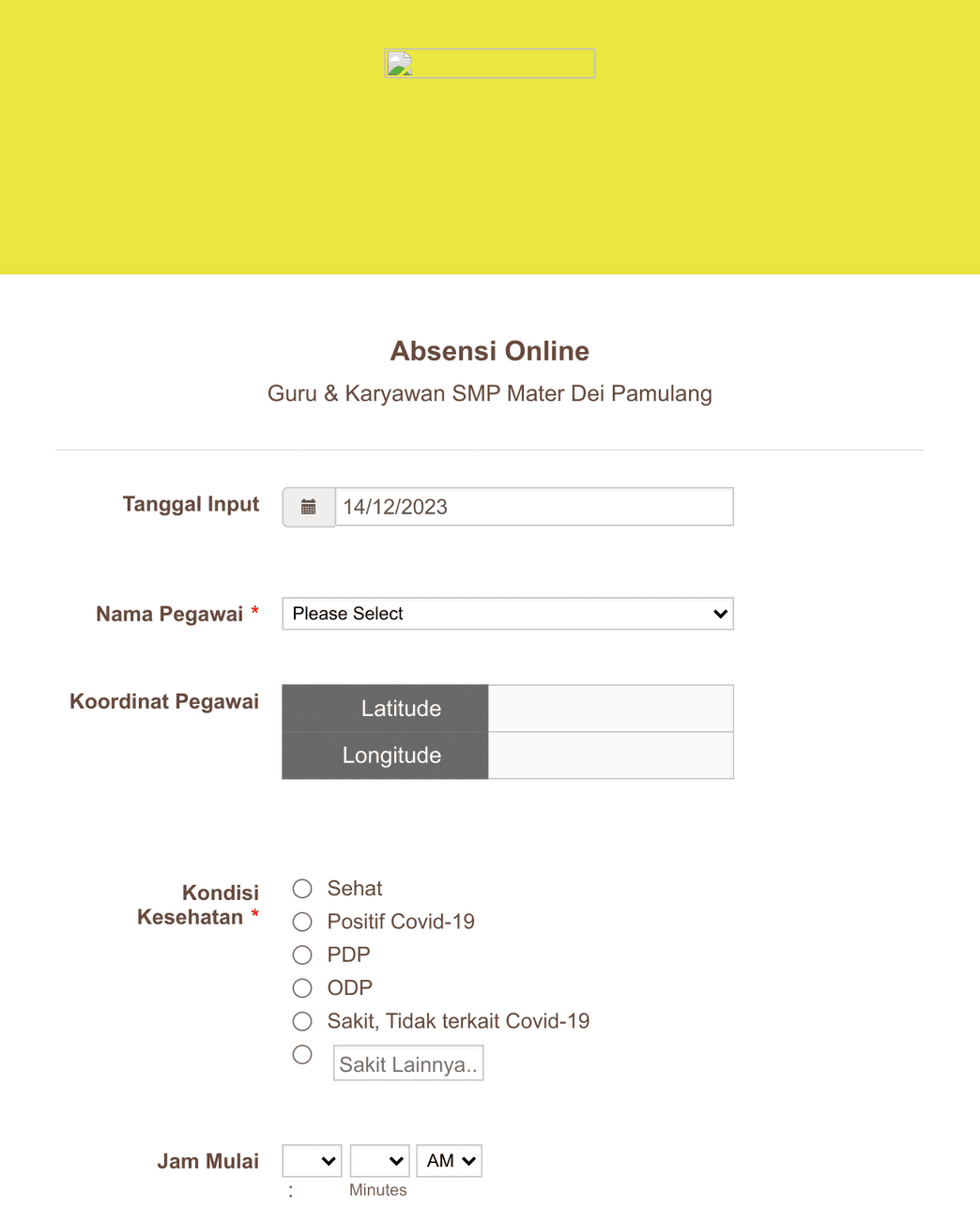 Absensi Online Mater Dei Template Formulir | Jotform