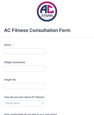 AC Fitness Consultation Form Template | Jotform