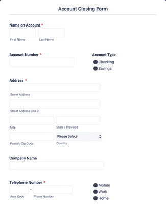 Account Closing Form Template | Jotform