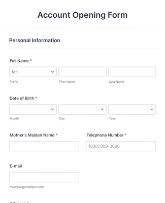 Account Opening Form Template | Jotform