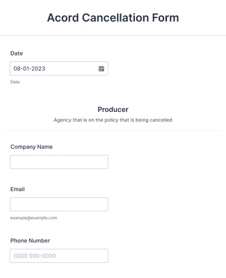 Acord Cancellation Form Template | Jotform