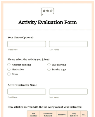 Activity Evaluation Form Template | Jotform