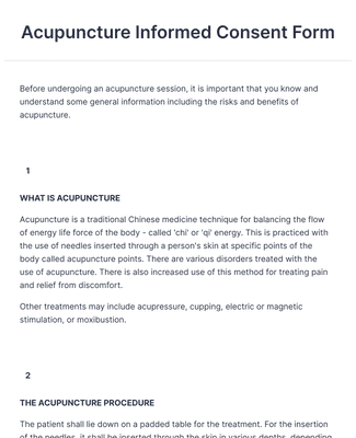 Acupuncture Informed Consent Form Template | Jotform
