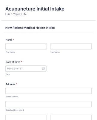 Acupuncture Intake Form Template | Jotform