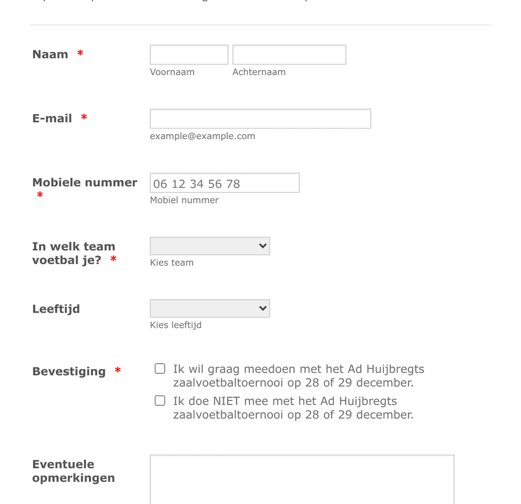 Ad Huijbregts Zaalvoetbal Toernooi 2020 vv Hapert Formulier Sjabloon ...