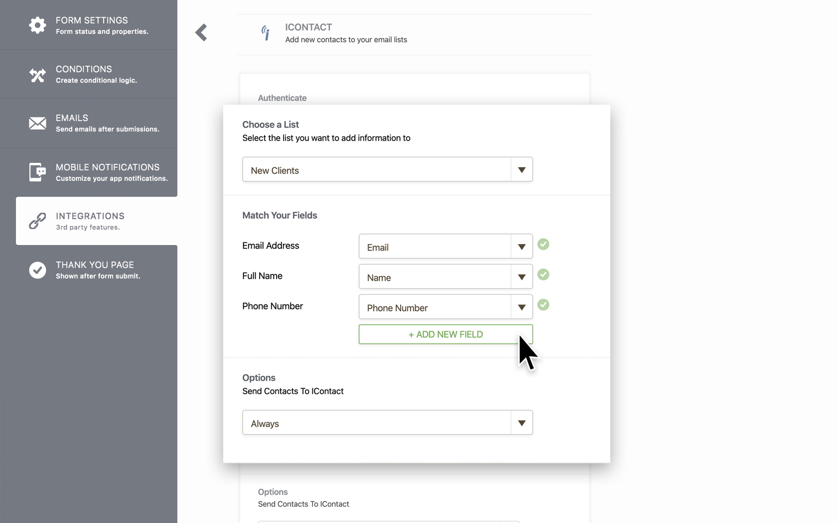 iContact - Emailing | Jotform