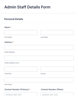 Admin Staff Details Form Template | Jotform