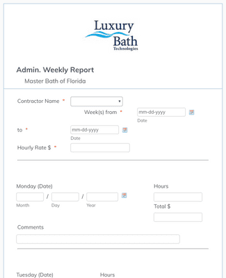Admin. Weekly Report Form Template | Jotform