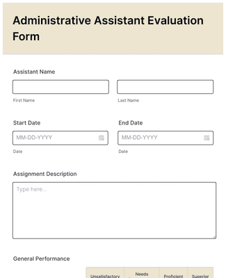 Administrative Assistant Evaluation Form Template | JotForm