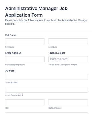 Administrative Manager Job Application Form Template | Jotform