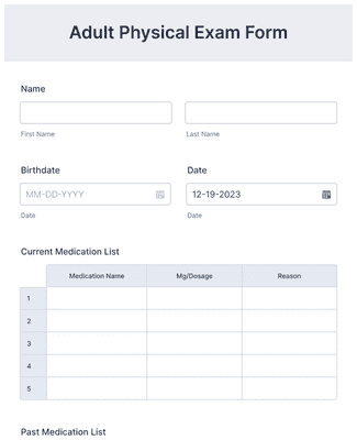 Adult Physical Exam Form Template | Jotform