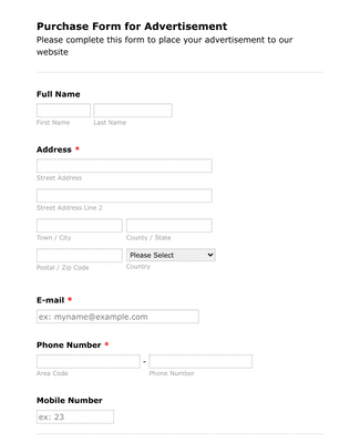 Advertiser Purchase Form Template | Jotform