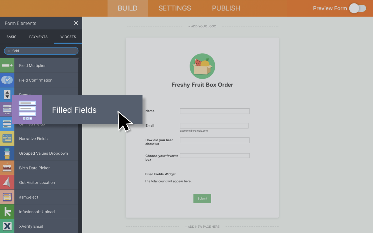 Filled Fields - Form Widgets | Jotform