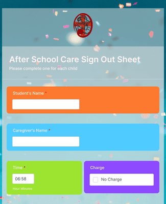 After School Care Sign Out Sheet Form Template | Jotform