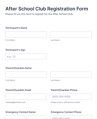 After School Club Registration Form Template | Jotform