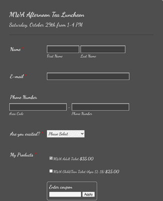 Afternoon Tea Luncheon Form Template | Jotform