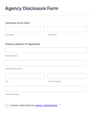 Agency Disclosure Form Template | Jotform